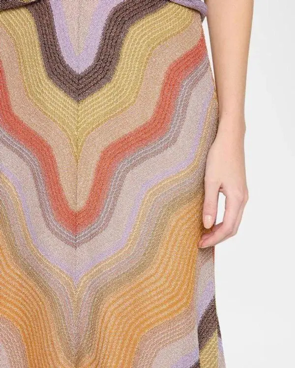 Missoni Metallic Chevron Maxi A-line Skirt - Smsqq-mult