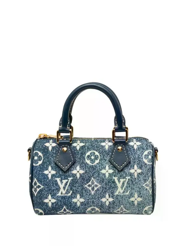 LOUIS VUITTON 2010-2026 Monogram Jacquard Denim Nano Speedy Bandouliere Satchel - Blue