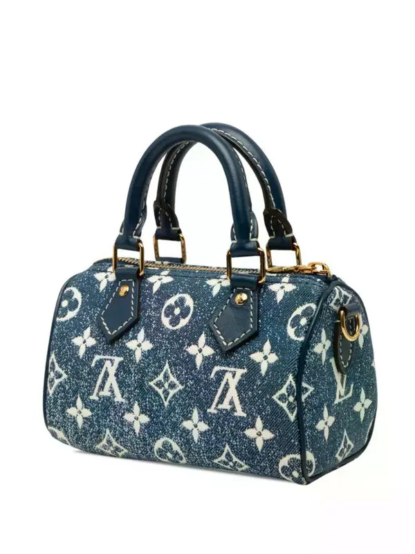LOUIS VUITTON 2010-2026 Monogram Jacquard Denim Nano Speedy Bandouliere Satchel