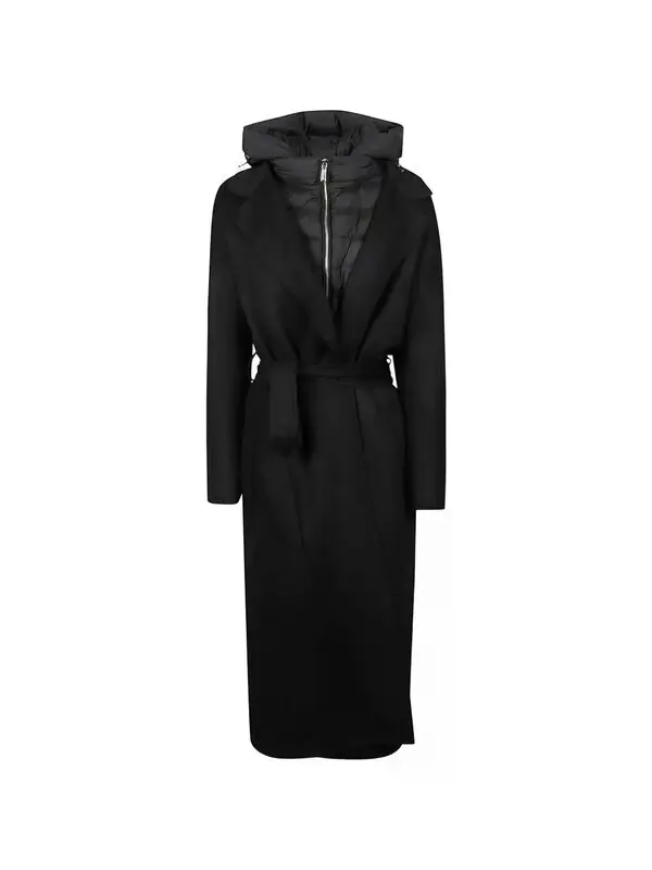 MOORER Belted Hooded Coat - Black
