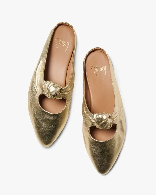 Beek Noddy Leather Ballet Mule - Metallic