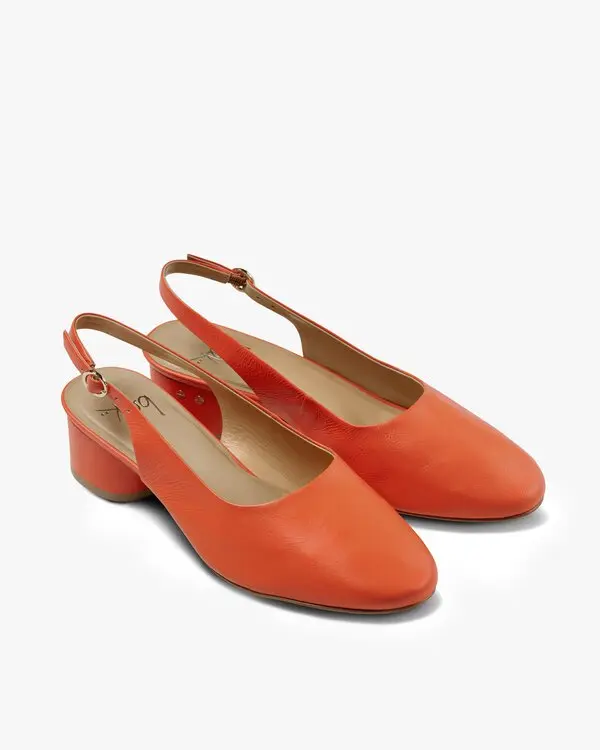 Beek Lora Leather Ballet Slingback Heel - Red