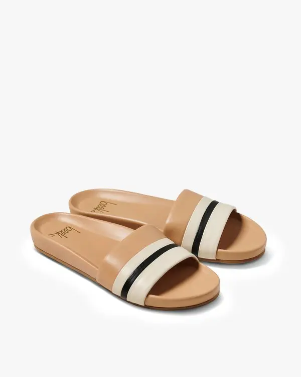 Beek Gallito Stripe Leather Slide Sandal - Beige