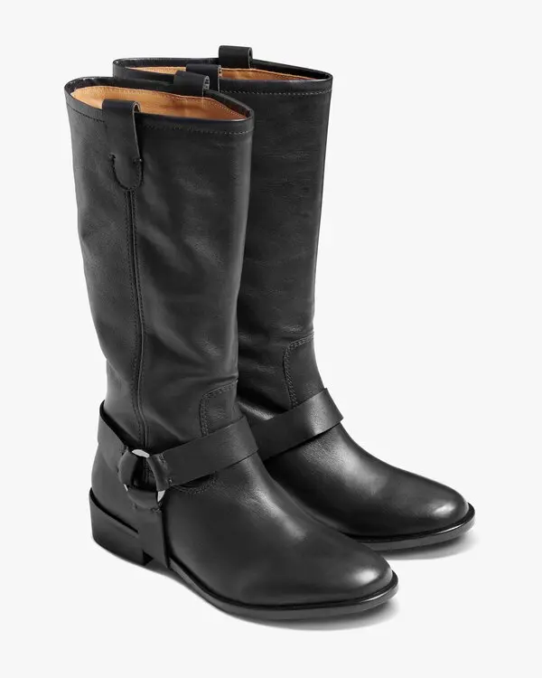 Beek Kestrel Leather Tall Boot With Removable Strap - Black