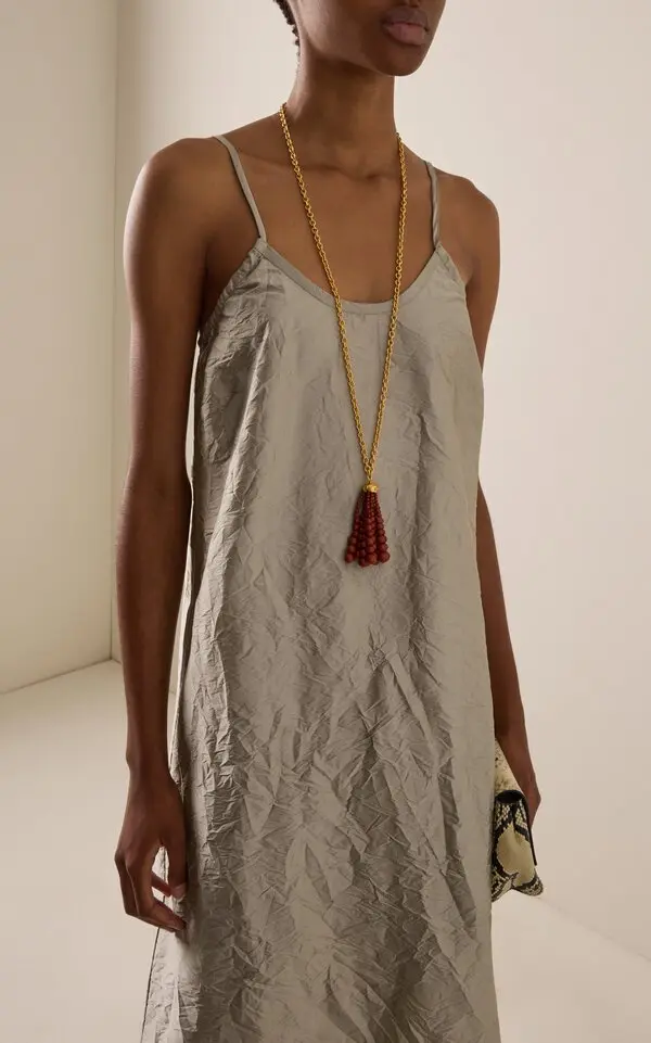 Chan Luu Crinkle Techno Taffeta Feather Dress