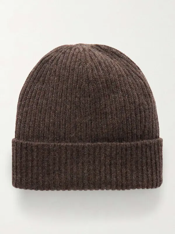 William Lockie Ribbed Cashmere Beanie - Brown