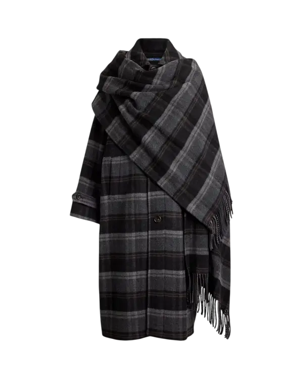 Polo Ralph Lauren Plaid Wool Scarf-collar Coat