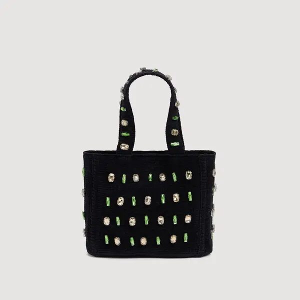 Sandro Knit Bag With Stones