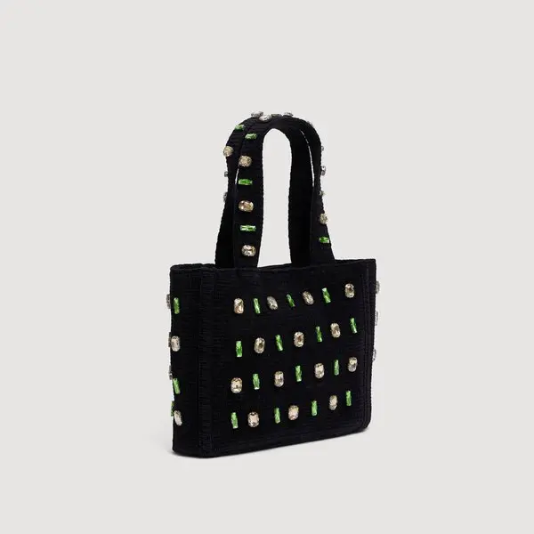 Sandro Knit Bag With Stones