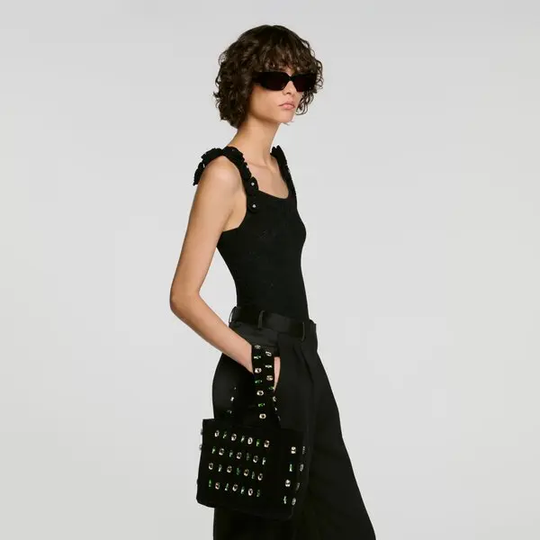 Sandro Knit Bag With Stones