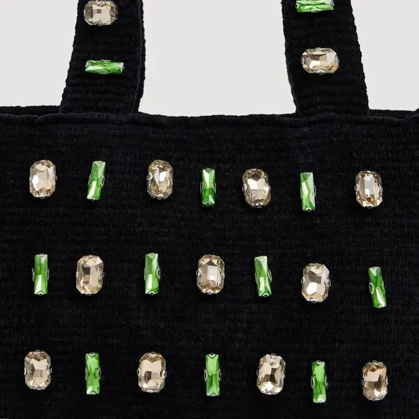 Sandro Knit Bag With Stones