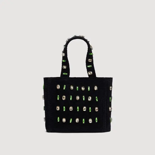 Sandro Knit Bag With Stones
