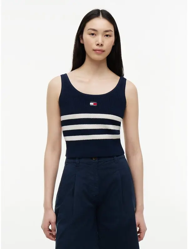 Tommy Hilfiger Striped Sweater Tank Top - Navy