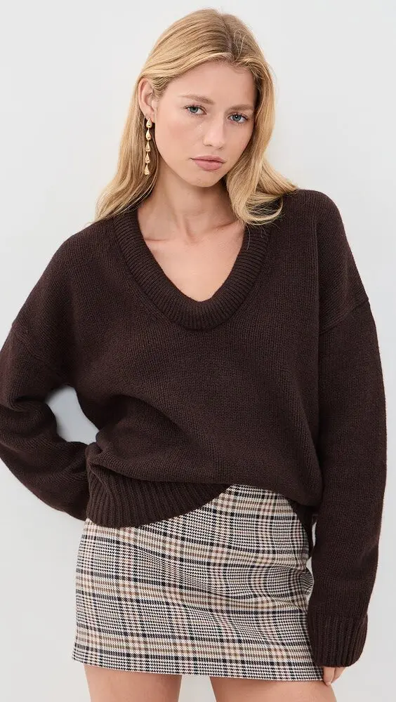 REFORMATION Jonie Cashmere Oversized Scoop Neck Sweater