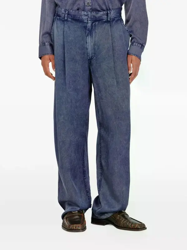 DIESEL® Wide Leg Viscose Denim Effect Trousers