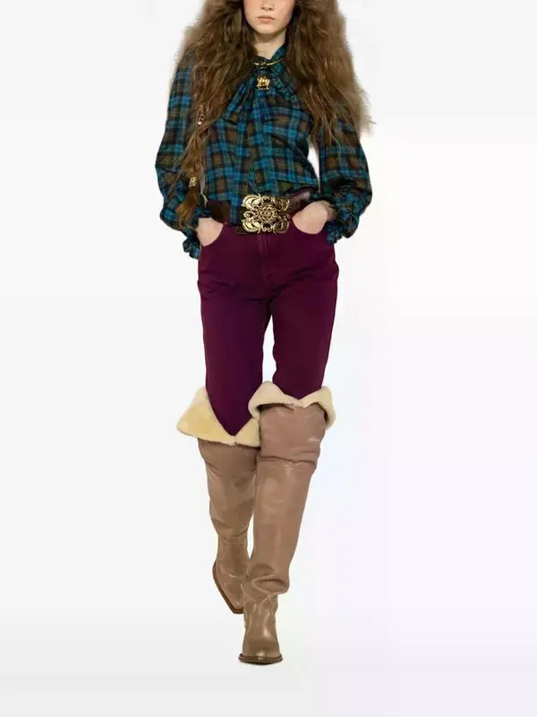 Chloé Ruffled Lavallière Blouse In Check Silk Habotai