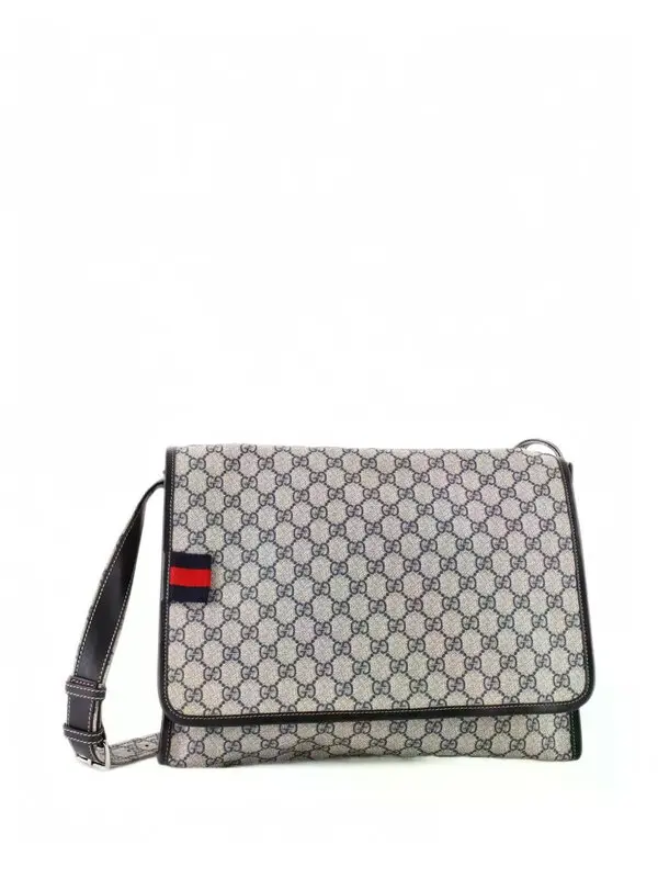 Gucci Web Loop Messenger Gg Coated Canvas Large Crossbody Bag