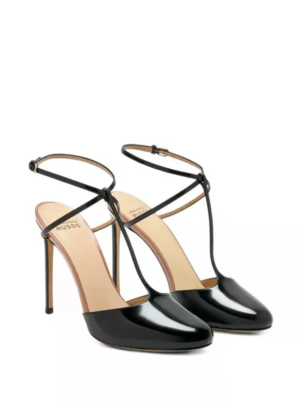 FRANCESCO RUSSO Patent-leather T-bar Hell Pumps