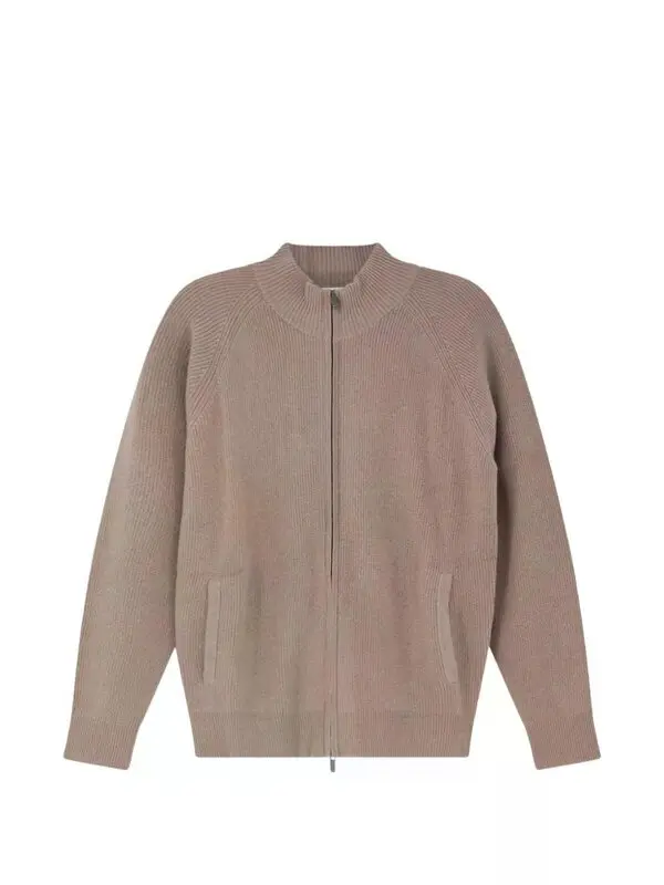 BRAMANI CASHMERE Ribbed-knit Zip-up Cardigan