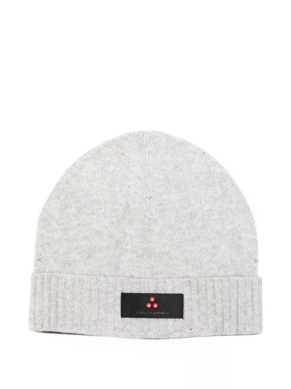 Peuterey Silli 05 Logo-patch Ribbed-trim Beanie Hat - Grey