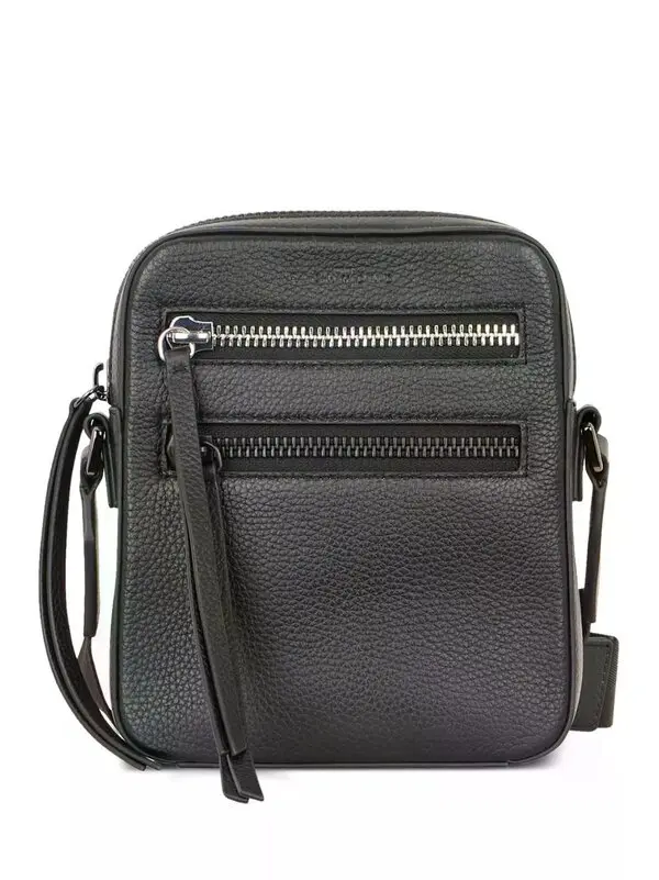 John Richmond Grained-leather Zip-pocket Messenger Bag