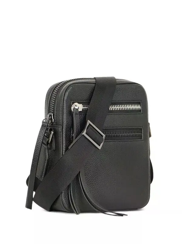 John Richmond Grained-leather Zip-pocket Messenger Bag