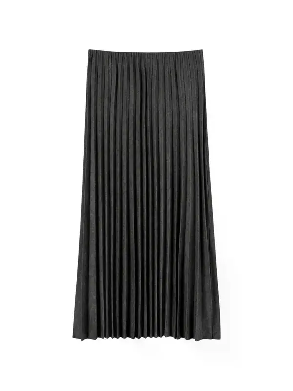 Agnona Pleated Midi Skirt - Grey