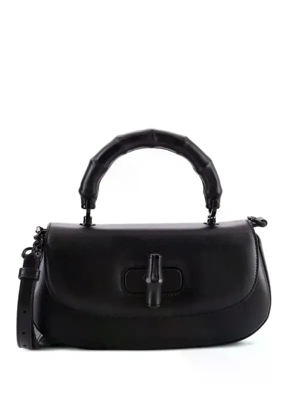 Gucci Bamboo Diva Top Handle Bag Leather Medium Satchel - Black