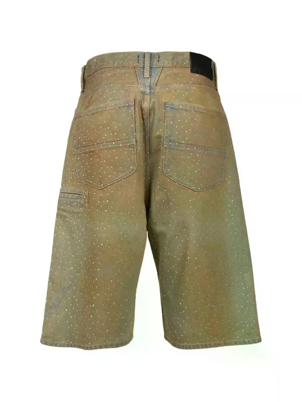BREATH Rhinestone-embellished Faded Denim Shorts