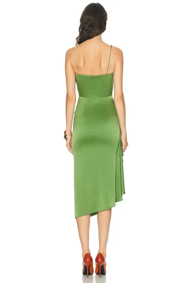 Alex Perry One Shoulder Drape Dress - Fern