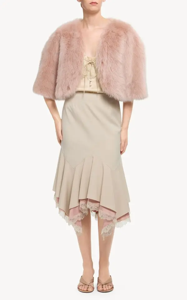 Elie Saab Lace Border Crepe Midi Skirt