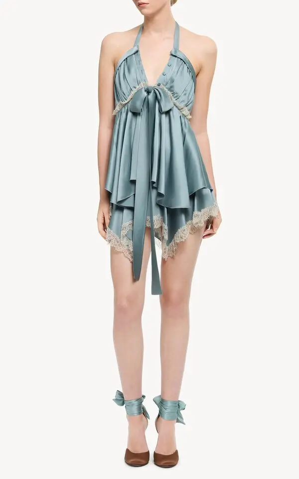 Elie Saab Envers Satin & Lace Mini Shorts - Blue