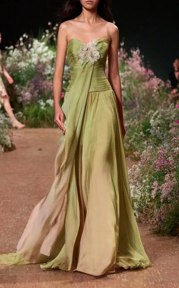 Elie Saab Gradient Chiffon Maxi Dress