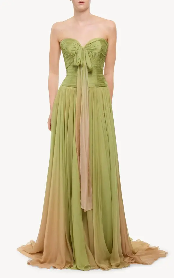 Elie Saab Gradient Chiffon Maxi Dress