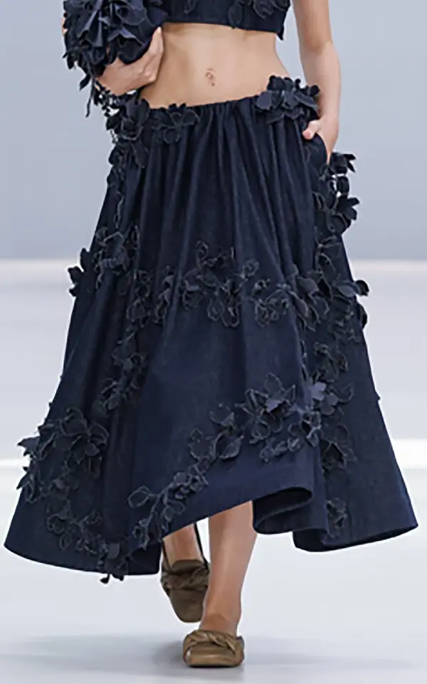 Zimmermann Becoming Applique Denim Linen-silk Maxi Skirt