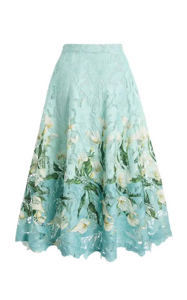 Oscar De La Renta Cala Lily Guipure Lace Midi Skirt
