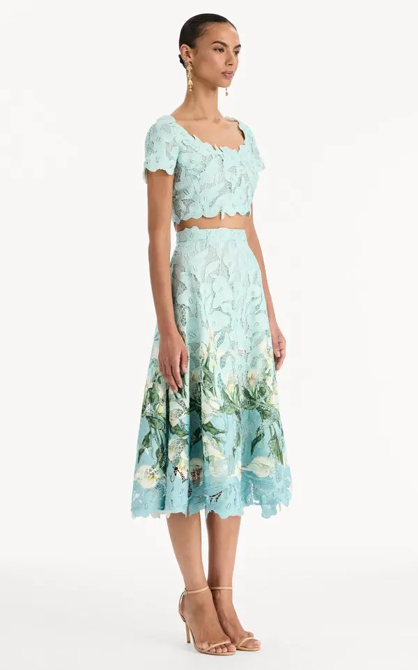 Oscar De La Renta Cala Lily Guipure Lace Midi Skirt