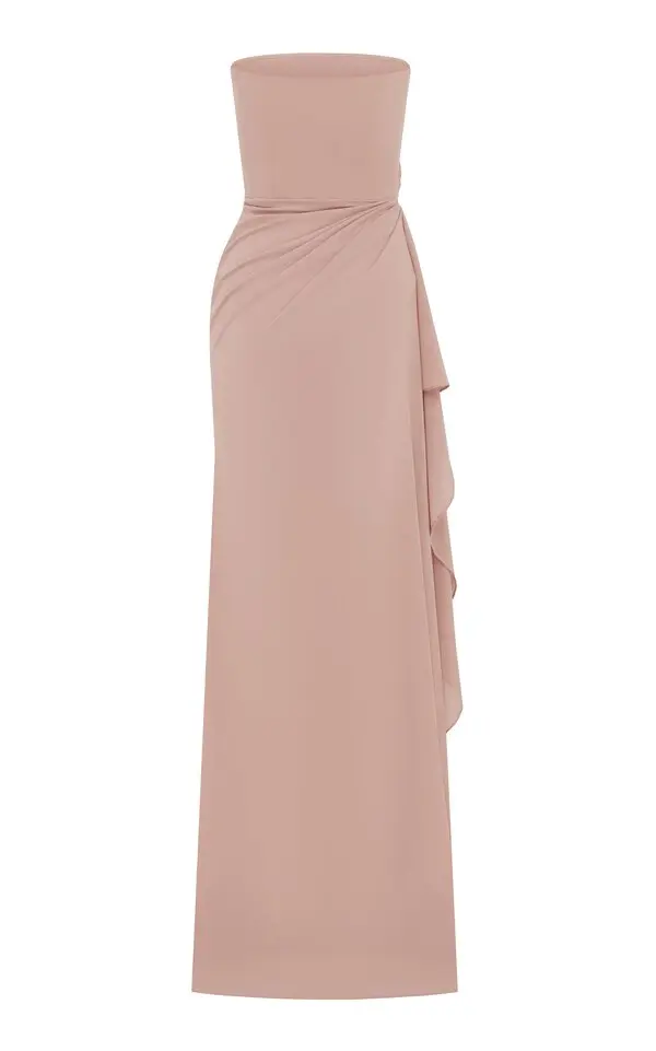 Alex Perry Strapless Draped Powermesh Gown
