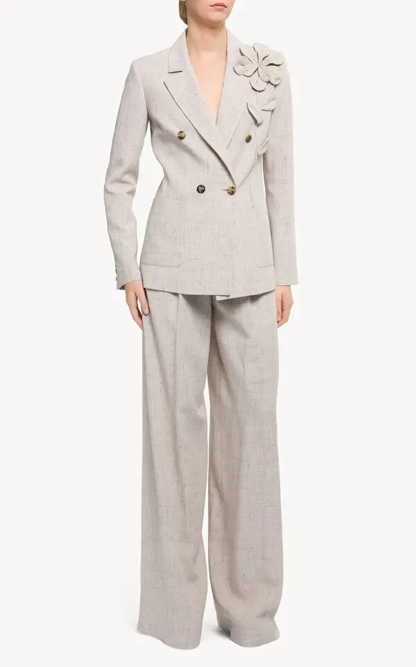 Elie Saab Pleated Twill Wide-leg Pants