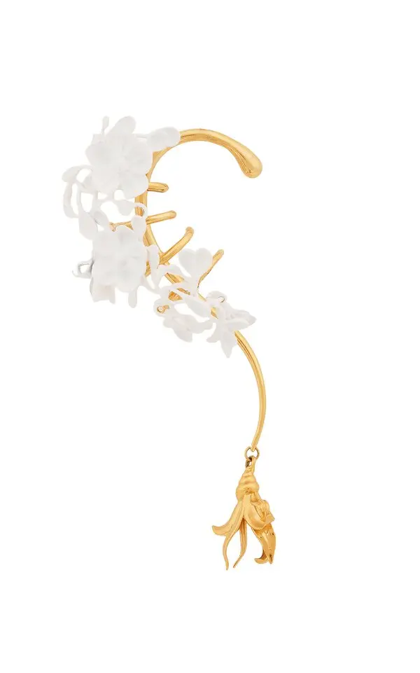 Chloé Gold And White Flower Spine Single Earring
