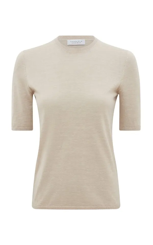 Gabriela Hearst Chryse Cashmere-silk Short-sleeved Crewneck - Neutral