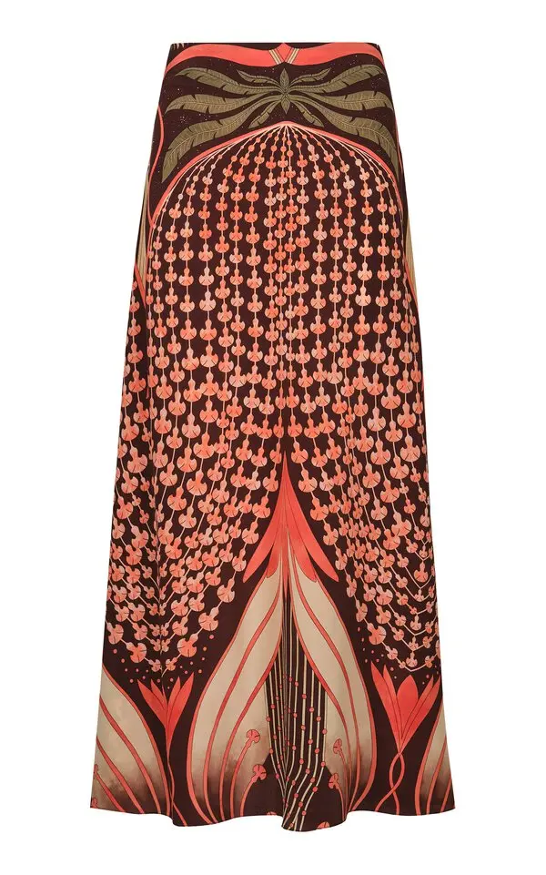 Johanna Ortiz Botanical Omens Silk Midi Skirt