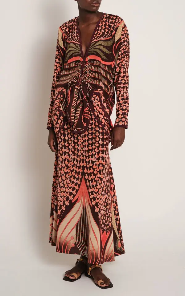 Johanna Ortiz Botanical Omens Silk Midi Skirt