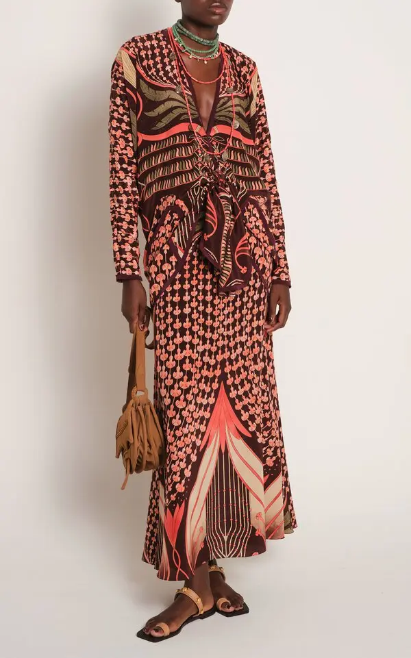 Johanna Ortiz Botanical Omens Silk Midi Skirt