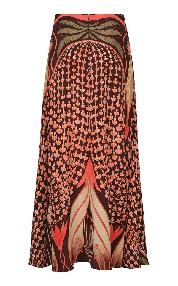 Johanna Ortiz Botanical Omens Silk Midi Skirt