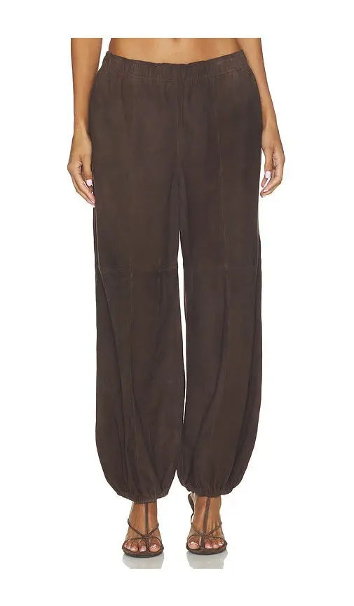 HERSKIND Sylvia Suede Mid Waist Pants In Brown