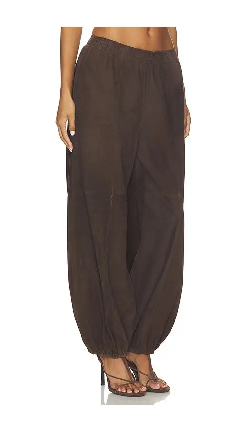 HERSKIND Sylvia Suede Mid Waist Pants In Brown