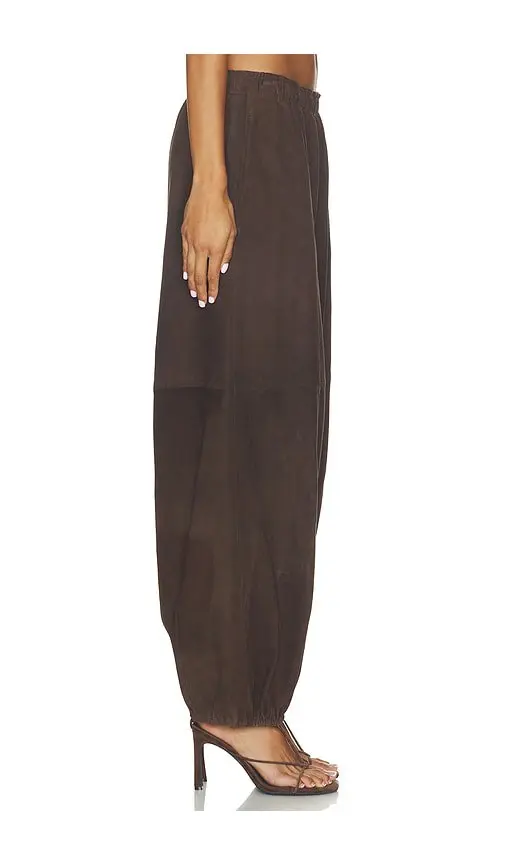 HERSKIND Sylvia Suede Mid Waist Pants In Brown