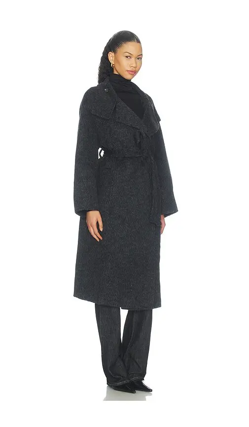 CUBIC LONDON Classic Loose-fit Stand Collar Wool-blend Coat In Charcoal