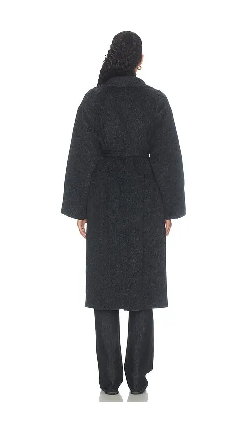 CUBIC LONDON Classic Loose-fit Stand Collar Wool-blend Coat In Charcoal